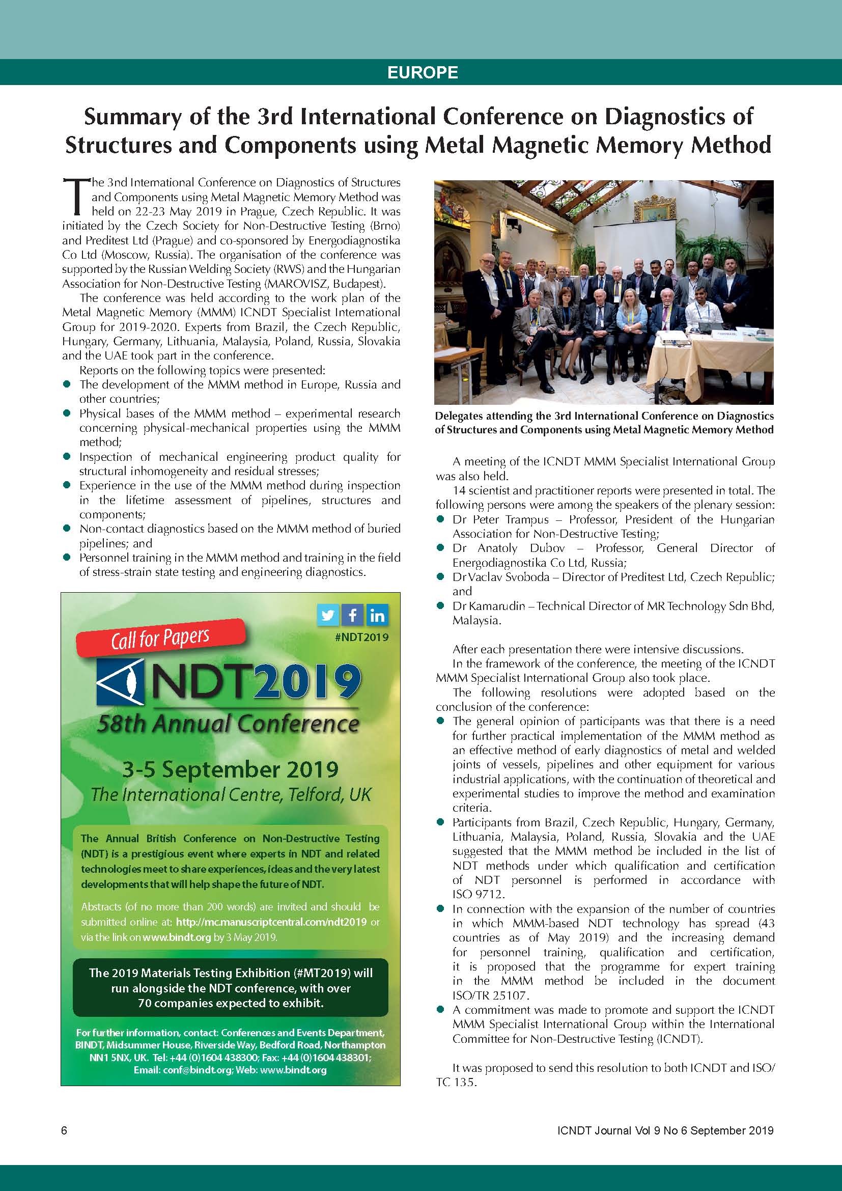 ICNDT Journal in September-国际会议和资讯-国际会议和资讯-中国机械工程学会无损检测分会